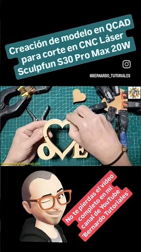 Diseñar con QCAD y cortar con CNC Laser Sculpfun S30 Pro Max 20W #shorts #bernardotutoriales #short