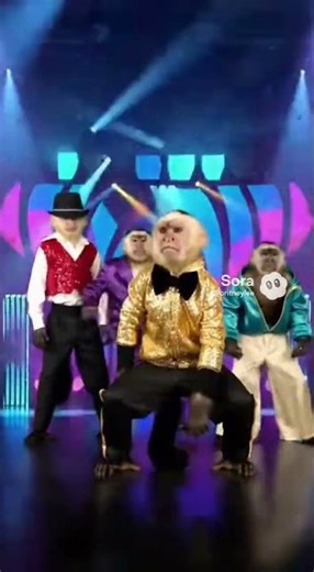 Monkeys dancing on stage so cute and funny 😘