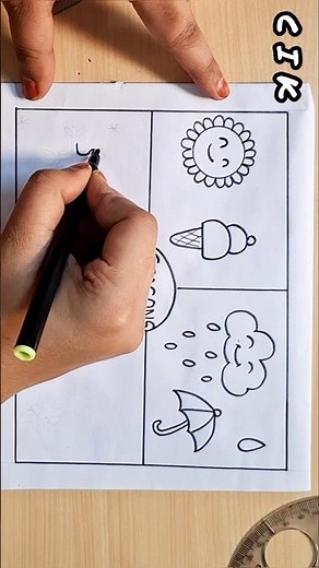 How to Draw Four Seasons | Easy Step-by-Step Drawing and Coloring Summer, Monsoon, Winter & Spring