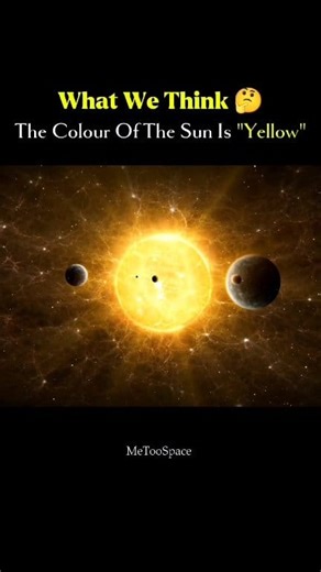 The real color of the Sun is white, not yellow or orange as it often appears from Earth. When viewed from space, without the scattering effects of Earth’s atmosphere, the Sun shines with a bright white light because it emits all visible wavelengths almost equally. On Earth the atmosphere scatters shorter blue wavelengths more strongly, making the Sun look yellowish during the day and reddish at sunrise or sunset. #space #science #fact #facts #fblifestyle | MeToo