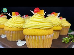 Mango Cupcake Recipe | Mango Buttercream Frosting | Eggless Mango Cake