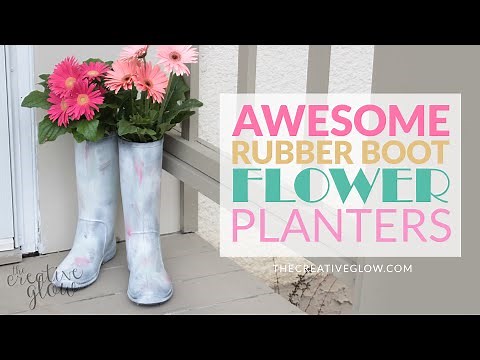 DIY Rubber Boot Flower Planters - Fun, Easy & Quick