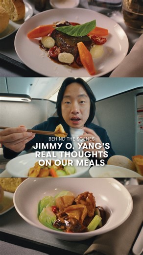 41K reactions · 577 shares | We showed you our inflight meals through 3 short films with Jimmy O Yang. But how does he REALLY feel about our food? Let’s find out .  Don’t forget to watch the full film on Youtube (@ cathaypacific): https://bit.ly/3HmmtWX *Featured dishes are available on selected flights only. Product services may vary depending on routes and aircraft configuration. #cathaypacific #MoveBeyond | Cathay Pacific | Facebook