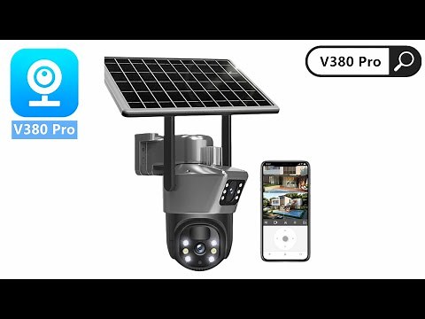 Solar Powered Security Camera, PTZ 360° Rotation Dual Lens Solar Security Camera, Setup App V380 Pro