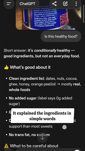 How to use Chatgpt to help me determine if a food is healthy