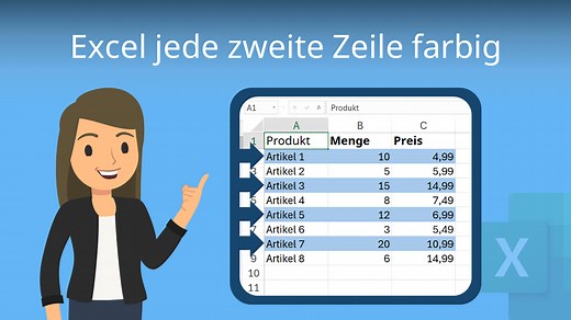 Excel jede zweite Zeile farbig • einfache Anleitung