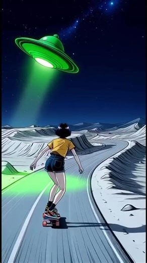 Alien Skate Run on the Lunar Highway | #skateboardhillbomb #ufo