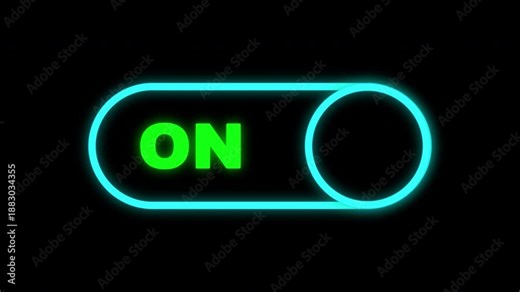 Modern glowing toggle switch UI animation with green ON and red OFF states. Perfect for app interface, website, dashboard, tech presentation, and digital product promo. alpha channel