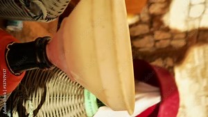 local senior farmer red wine filtering fining to finishing before bottling