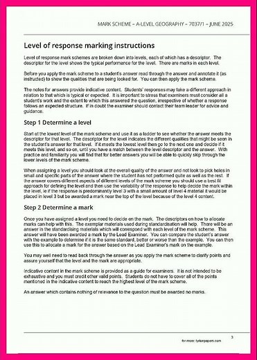 a level aqa 2025 geography paper 1 mark scheme video