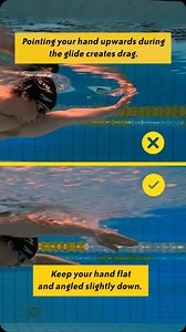 A common mistake in freestyle swimming during the glide or extension phase is pointing the hand upward instead of keeping it in a streamlined position. This error disrupts the swimmer’s hydrodynamics and reduces forward propulsion. Here’s why it’s an issue and how to fix it: Why It’s a Problem: 1. Increased Drag: Pointing the hand upward increases resistance against the water, slowing down the swimmer. 2. Inefficient Energy Use: The upward-pointing hand creates a poor angle for initiating the ca