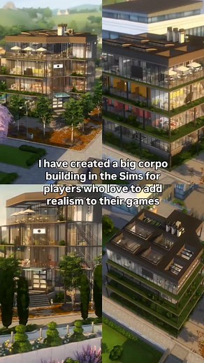 8.7K views · 1.3K reactions | New builds in the Sims gallery: a modern glass wall concrete block for worlds like San Myshuno, Newcrest, Evergreen Harbour or the more modern districts of Windenburg or Britechester. Available for your game as a shell to decorate yourself or fully furnished university dorm.  | ABNewcrest Builds | Facebook