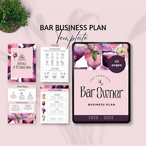 Bar Business Plan Template Cocktail Lounge Business Planner Wine Bar Restaurant Marketing Proposal Liquor Startup Workbook Editable Canva - Etsy