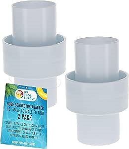 U.S. Pool Supply Hose Connector Adapter, 1.5" Male to Male Fitting, Pack of 2 - Connects Female Cuff Vacuum Hoses, Leaf Canister Conversion Joiner - Replacement, Compatible with Hayward AXV092 Adapter