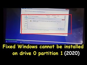 Fixed Windows cannot be installed on drive 0 partition 1 (2020 Trick)