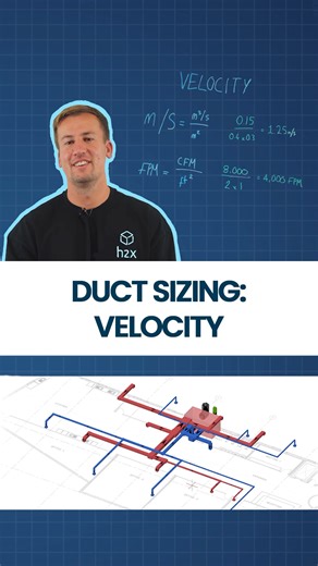 In this clip, Jonathan (co-founder at h2x) breaks down the simple formula that connects airflow, duct area, and velocity. The key insight: you want to size the smallest duct possible, but only if you can keep velocity within acceptable limits. The formula is straightforward: Velocity = Airflow ÷ Duct Area #ductsizing #ductdesign #HVACDesign | H2X