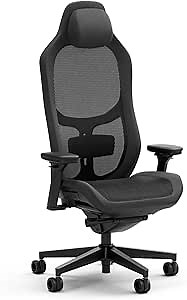 Fractal Design Refine Mesh Dark Gaming Chair - Ergonomic Office Desk Chair Functionality with 4D Adjustable Armrests, High-Back Support, Lumbar Cushion, and Breathable Mesh