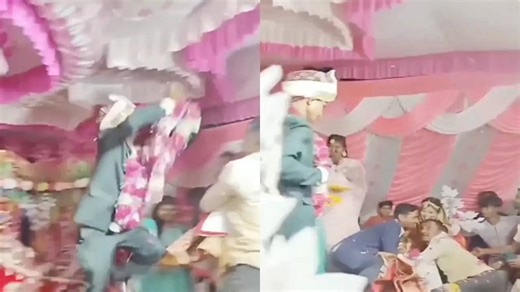 Watch: Groom Jumps Off Sofa to Put Varmala on Bride, Knocks Her Over Wedding Stage