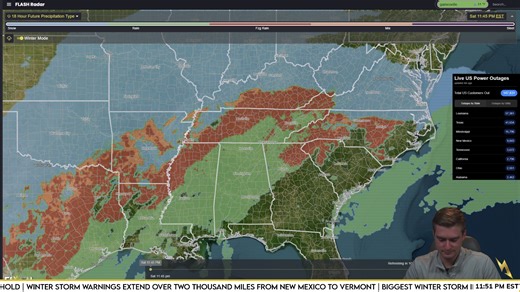 The biggest winter storm in years is bearing down on much of the eastern half of the country. Watch Flash's LIVE coverage all weekend tracking the impacts from snow and ice in Texas to an ice storm in the Carolinas and over a foot of snow in the Northeast. Download the Flash mobile app, the only phone weather app you'll ever need, from your app store now. https://linktr.ee/flashweather.ai ABOUT FLASH WEATHER AI: Flash Weather AI delivers cutting-edge weather insights and forecasting technology t