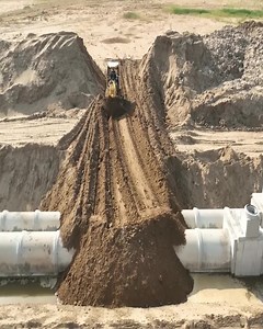Mini bulldozer pushing sand to fill and cover the drain and waterway | Excavator Cambodia I