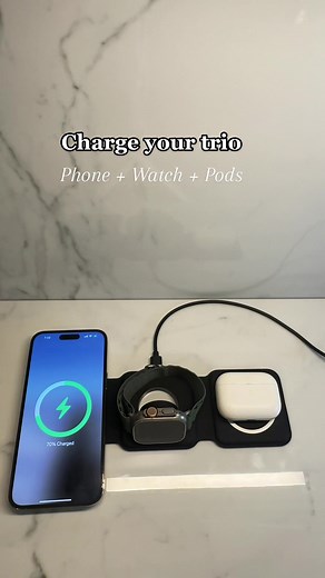 So many ways to use the 3in1 wireless magnet charger!❤️‍🔥 #techfinds2023 #wirelesscharger #iphone #android #applewatch #airpods #wfh #wfhessentials #setup