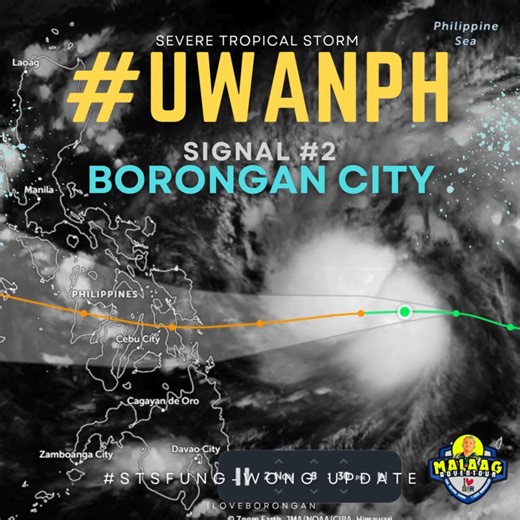 TROPICAL CYCLONE BULLETIN NR. 5 Typhoon #UwanPH (FUNG-WONG) Issued at 5:00 PM, 08 November 2025 Valid for broadcast until the next bulletin at 11:00 PM today. TYPHOON “UWAN” CONTINUES TO RAPIDLY INTENSIFY AS IT BEGINS TO MOVE CLOSER TOWARDS THE PHILIPPINE SEA EAST OF BICOL REGION TROPICAL CYCLONE WIND SIGNALS (TCWS) IN EFFECT TCWS No. 2 Wind threat: Gale-force winds Warning lead time: 24 hours Range of wind speeds: 62 to 88 km/h (Beaufort 8 to 9) Potential impacts of winds: Minor to moderate thr