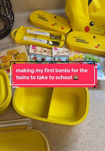 My very first time making a bento box 🍱 I am excited to learn how to make cute healthy lunches for my twins for their bento days @ school! #bentoboxlunch #bento #pokemonbento #lunchideasforkids