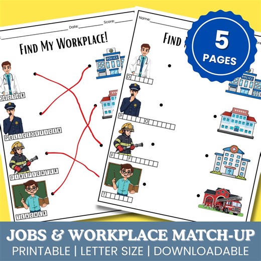 Match the Job to the Workplace Printable Worksheet | Community Helpers Matching Activity | Career Sorting Game for Kids | Grade 1–3 PDF - Etsy Canada