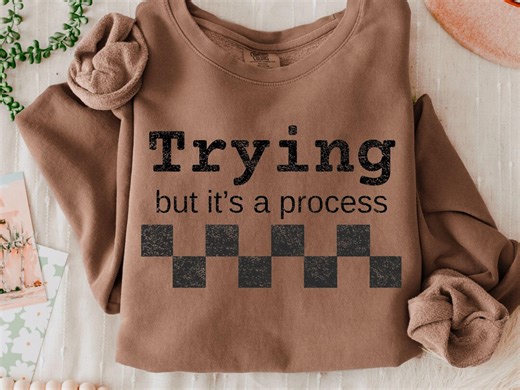 Motivational Typewriter PNG – Trying but It’s a Process | Vintage Checkered Digital Art | T-shirt, Mug, Sticker Design (digital Download) - Etsy