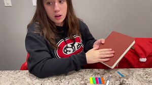 College Ruled Notebook, A5 Hardcover Leather Journal Notebook, 416 Pages Thick Paper, Lined Journal for Women Men, Lay Flat Notebook with 125pcs Sticky Tabs, Pen Holder, Elastic Band, Black