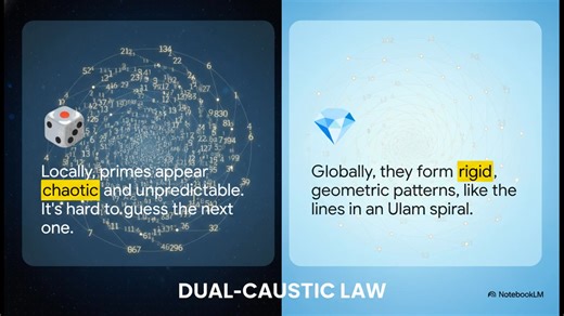 Prime Caustics: How the Qur’an Bends Mathematics Imagine standing at the edge of a swimming pool. The light on the floor looks chaotic, scattered, random. But freeze the water and something unexpected appears: rigid geometric lines called caustics. The chaos was never random. It was light obeying strict law through a lens. This is exactly how prime numbers behave. Locally unpredictable, globally ordered. Chaotic in sequence, rigid in structure. Modern mathematics calls this a dual-caustic law: w
