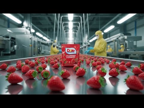 Inside the Strawberry Processing Factory – (Full Process) From Farm to Frozen Packs[]