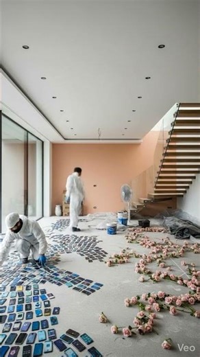 Luxurious bedroom with emerald Blue epoxy flooring 💖✨