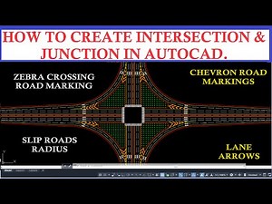 How to Create Intersection & Junction in Autocad. | Lane Marking | |Slip Roads | Chevron Marking.