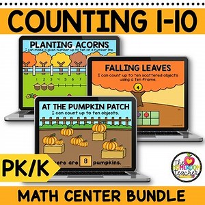 Counting to 10 Digital Math Task Cards and Activities on Google Slides Bundle