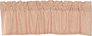 VHC Brands Sawyer Mill Red Kitchen Curtain Farmhouse Country Cotton Vintage Stripes Lined 16x60 Inches Valance