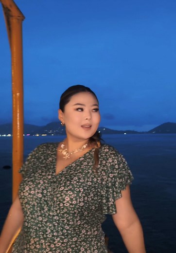 Scenic Outdoor Poses in a Floral Dress at a Viewpoint