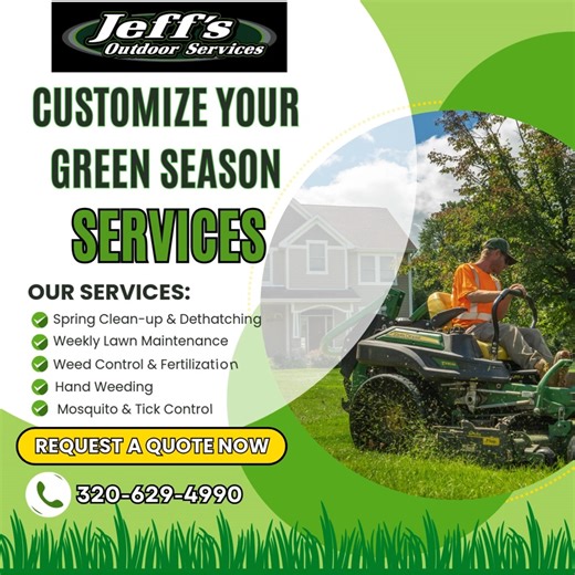 🌿 February is almost over, and we’re looking ahead to March and the GREEN SEASON! ➡️🌿 Call us today with the services you’re seeking, and we’ll prepare a customized contract agreement to meet all your green season needs. 🌱 Why a customizable contract is great: Tailored to your yard — choose only the services you want and you get peace of mind knowing your lawn will be taken care of... Plan ahead now, so when the nice weather days come, you can spend your time enjoying your time instead of wor