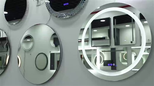 Modern Round Led Mirror 3 Color Light Stepless Dimmable Mirror Anti-Fog Smart Wall Touch Screen Mirror For Bathroom Vanity