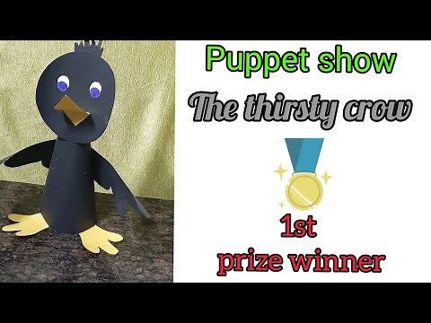 Kids puppet show. Story telling with puppets. The thirsty crow.