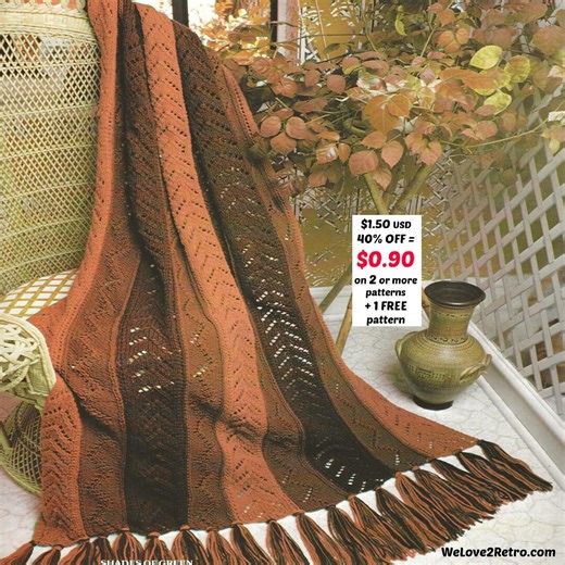 Blanket Knitting Pattern PDF – Knit Vintage Lap Blanket Comfort Afghan Throw – Easy Cozy Lapghan - Etsy Canada