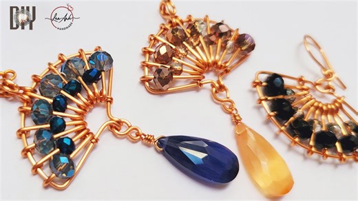 Bead and wire jewelry making tutorials | Paper fan pendant