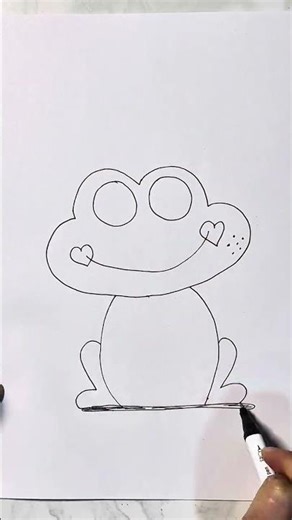 Cute Frog Drawing | Easy Cartoon Sketch