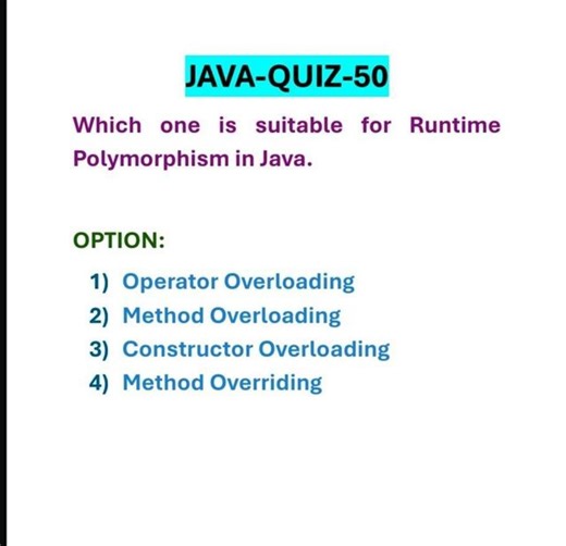 Java🔥💥 | Today I wanna share one more Quiz on Java💥🙌 I gonna share a reel on One type of Polymorphism in Core Java 😎 Check ✅ it out and Comment your... | Instagram