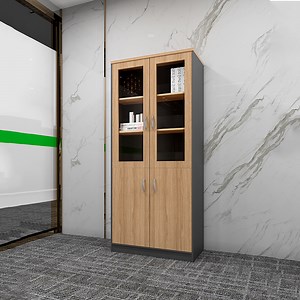 [Hot Item] Classic Open Glass Door Home Furniture Modern Wooden Book Shelf Display Office Cabinet