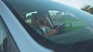 App Icon with Online Transaction. Financial Transactions in the Smartphone. Receive a Message About Increase Money. Happy Attractive Man Browsing Looking on Smartphone Clenching Fist Like Celebrating