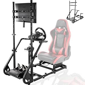 Dardoo G923 Racing Simulator Cockpit with Monitor Stand Fits for Logitech G29 G920, Thrustmaster T80 T150, Fanatec, PS4, PC, Racing Stand Not Included Shifter, Wheel,Pedals,Display and Seat