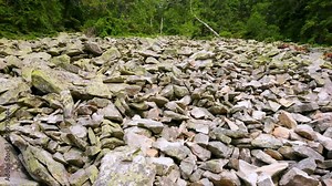 Panorama of the steep scree slope of Mount Khomyak, Bukovel, Ukraine