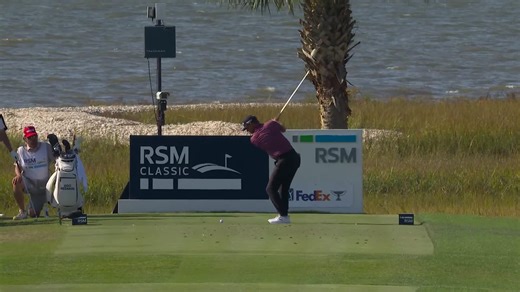 Max McGreevy sinks birdie putt on No. 12 at The RSM Classic