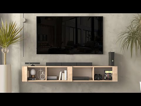 Modern Floating TV Shelf / Quick & Secure Mounting / Easy Wall Mount Installation / DIY
